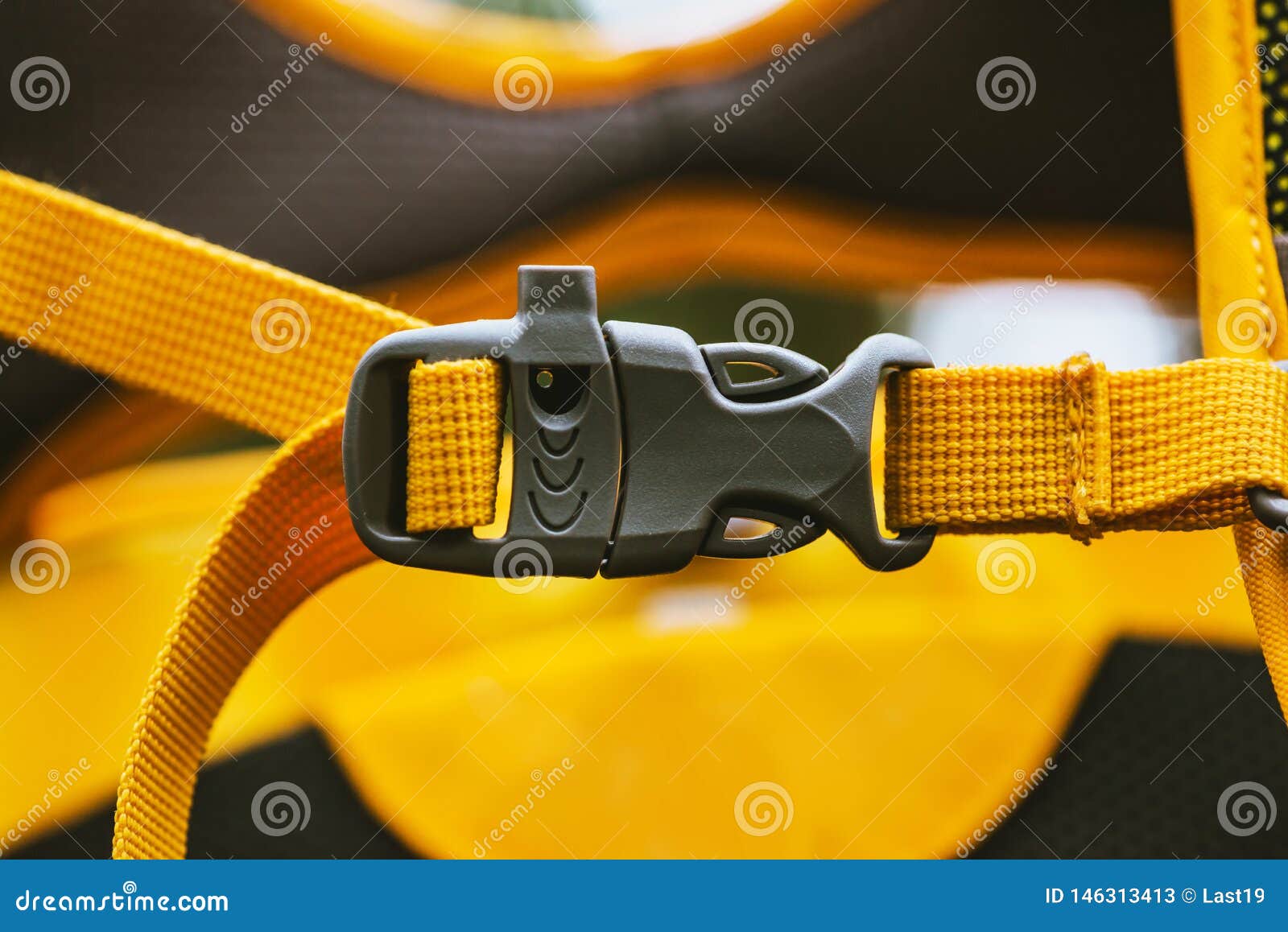 Close-up Detail of Locked Black Convenient Plastic Clasp of Backpack ...