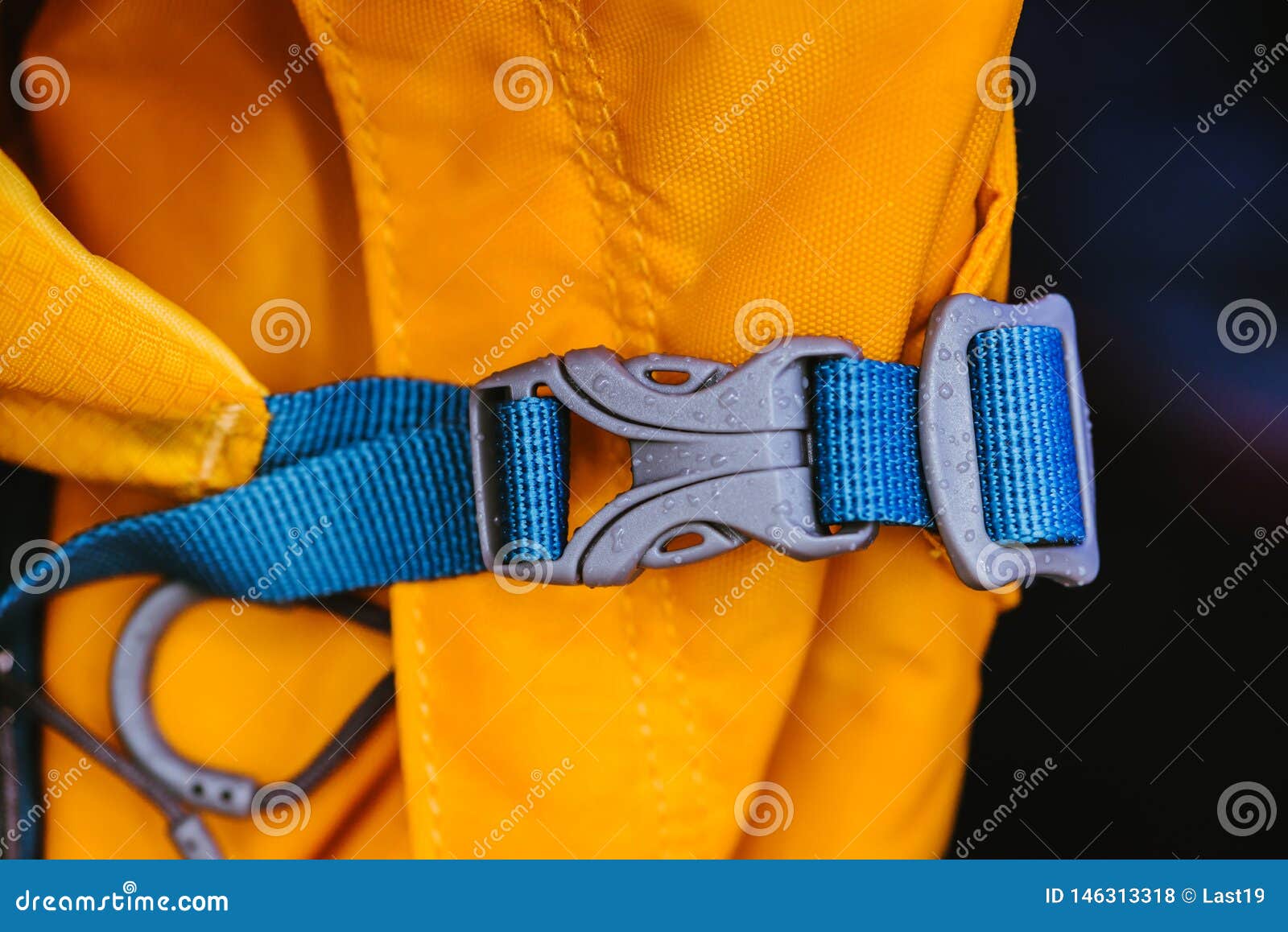Close-up Detail of Locked Blue Convenient Plastic Clasp of Backpack ...