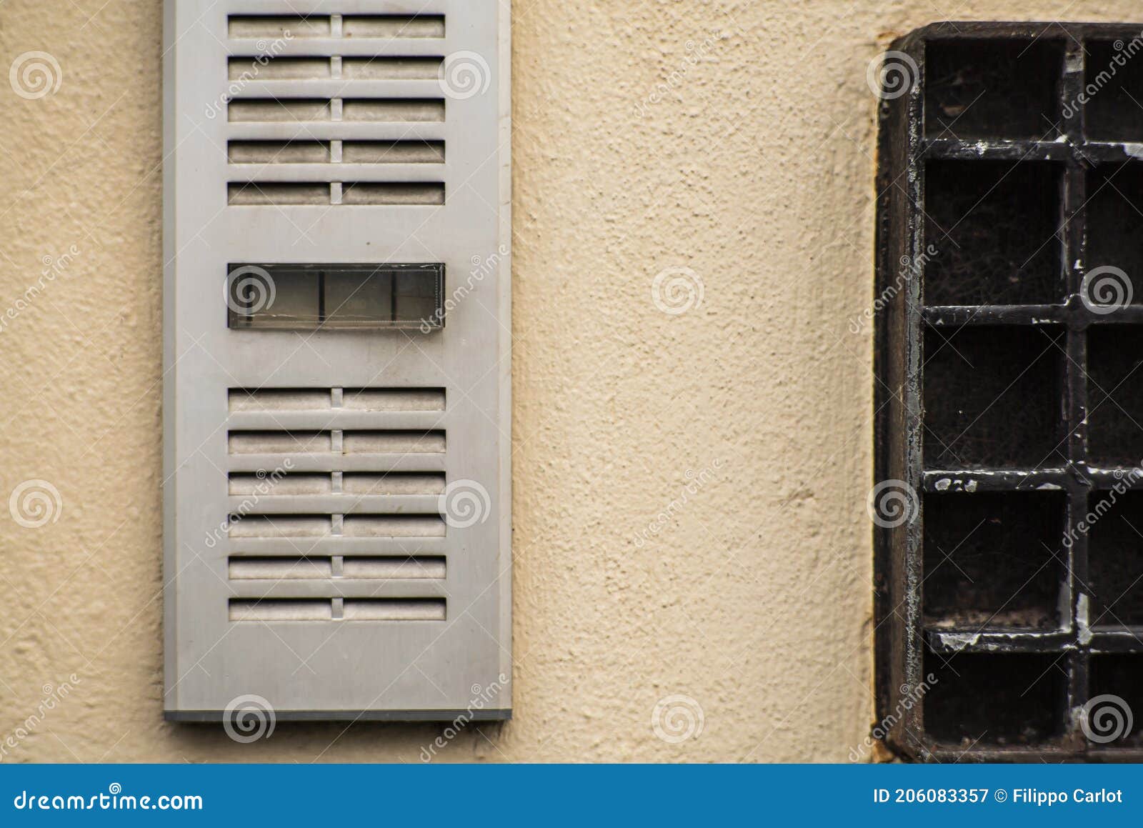 Old intercom at wall stock image. Image of residential - 206083357