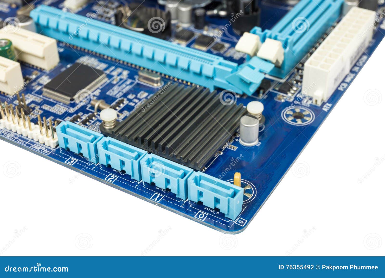 Close-up Detail on a SATA Port for Hard Disk SSD Solid State Drive or ...