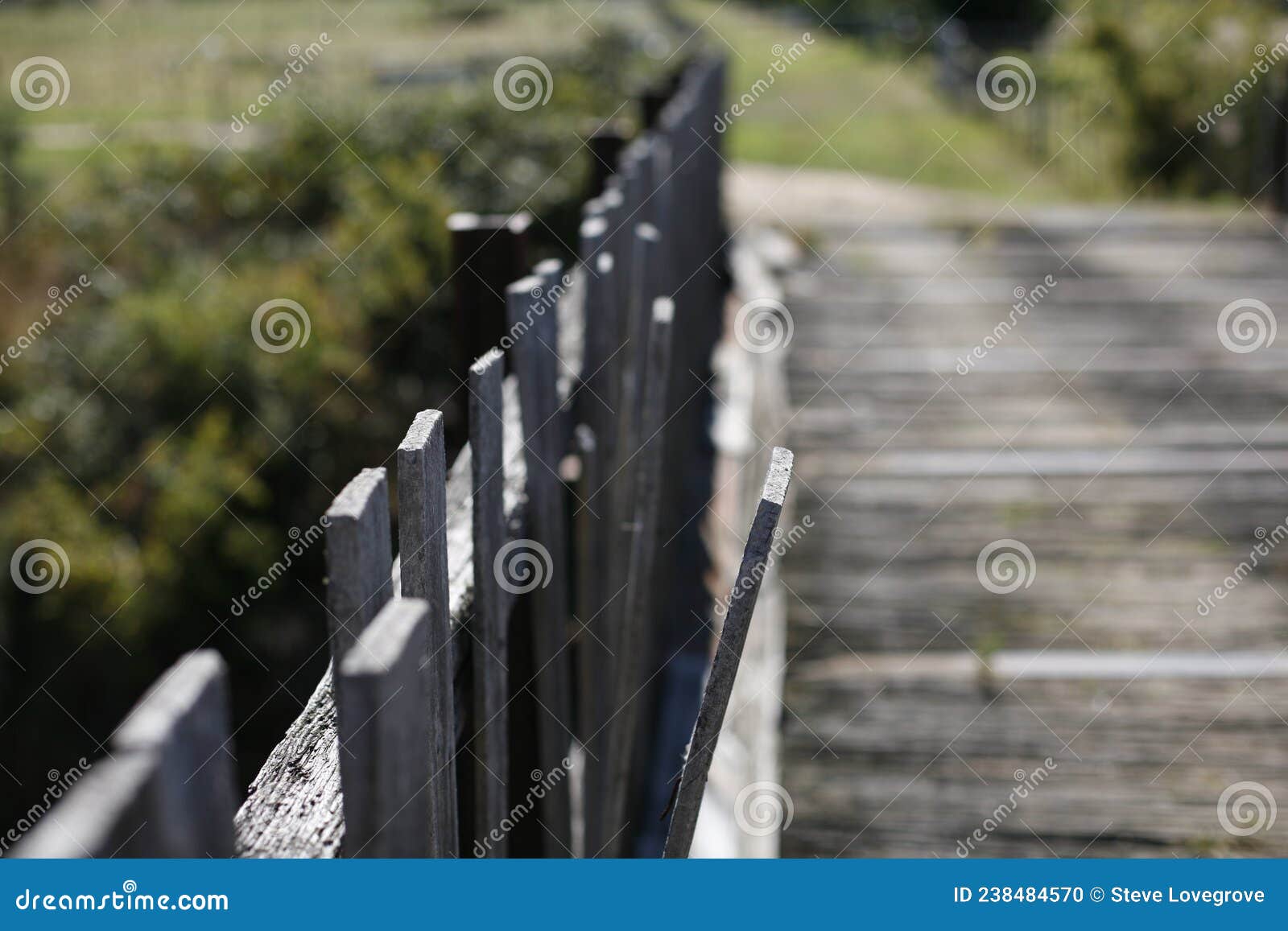 Close Up Detail of the Timber Falling Off a Small Bridge Stock Photo ...