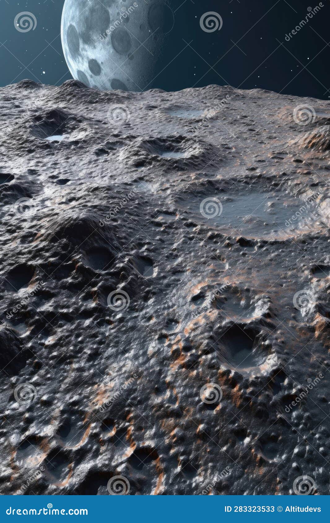 Close-up of a Detailed Moon Surface with Craters Stock Illustration ...