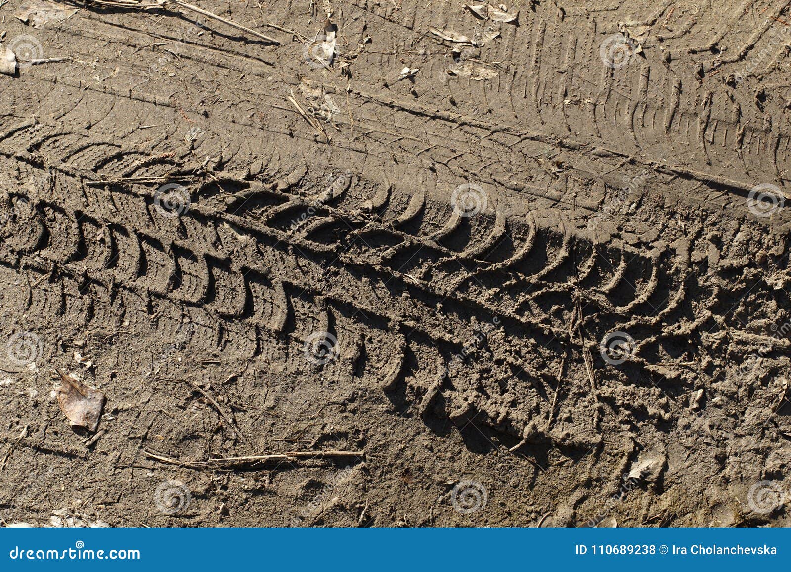 Tyre tread pattern in mud stock photo. Image of environment - 110689238
