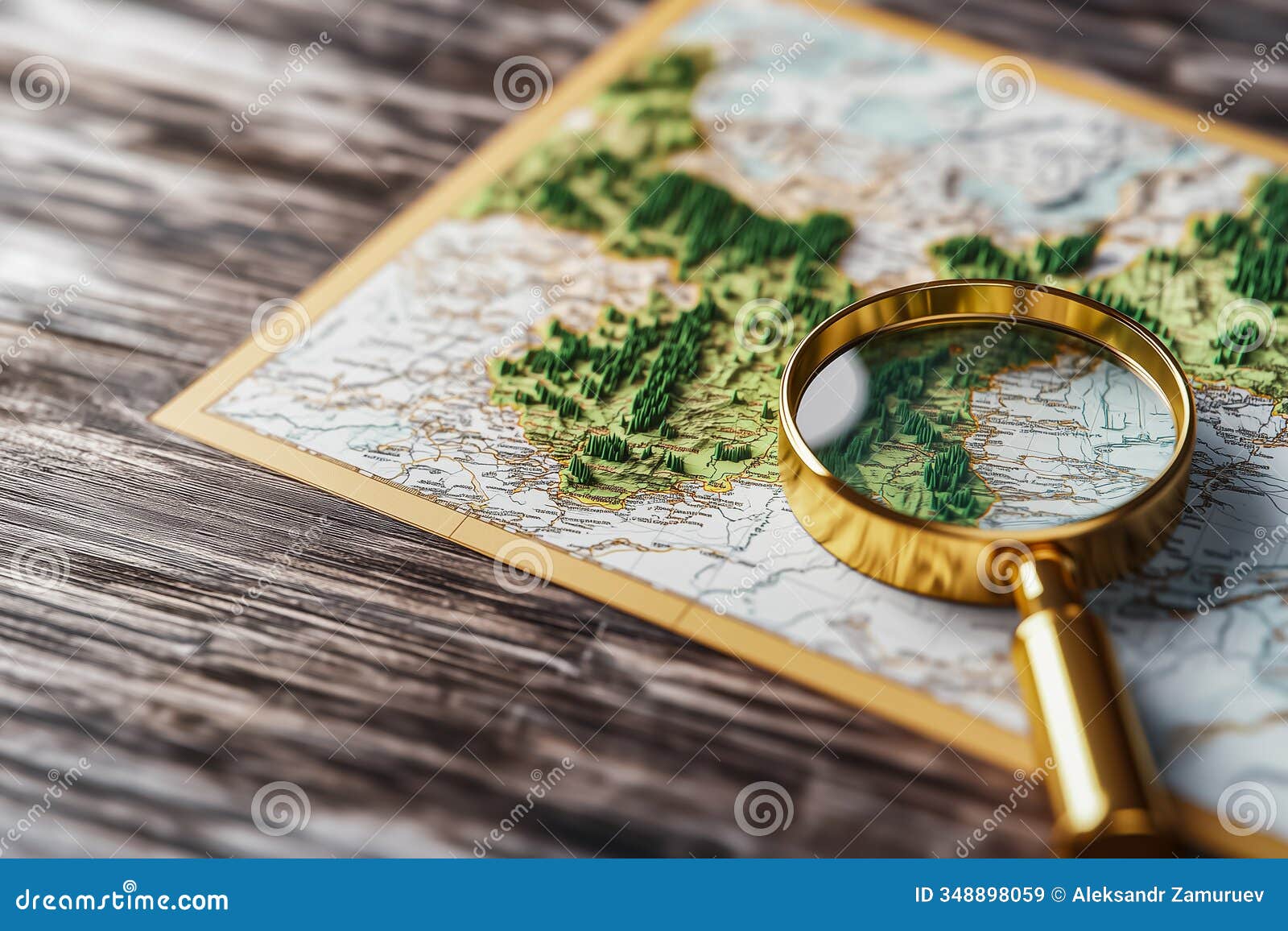 Close-up of a Detailed Terrain Map with Elevation Features and a ...