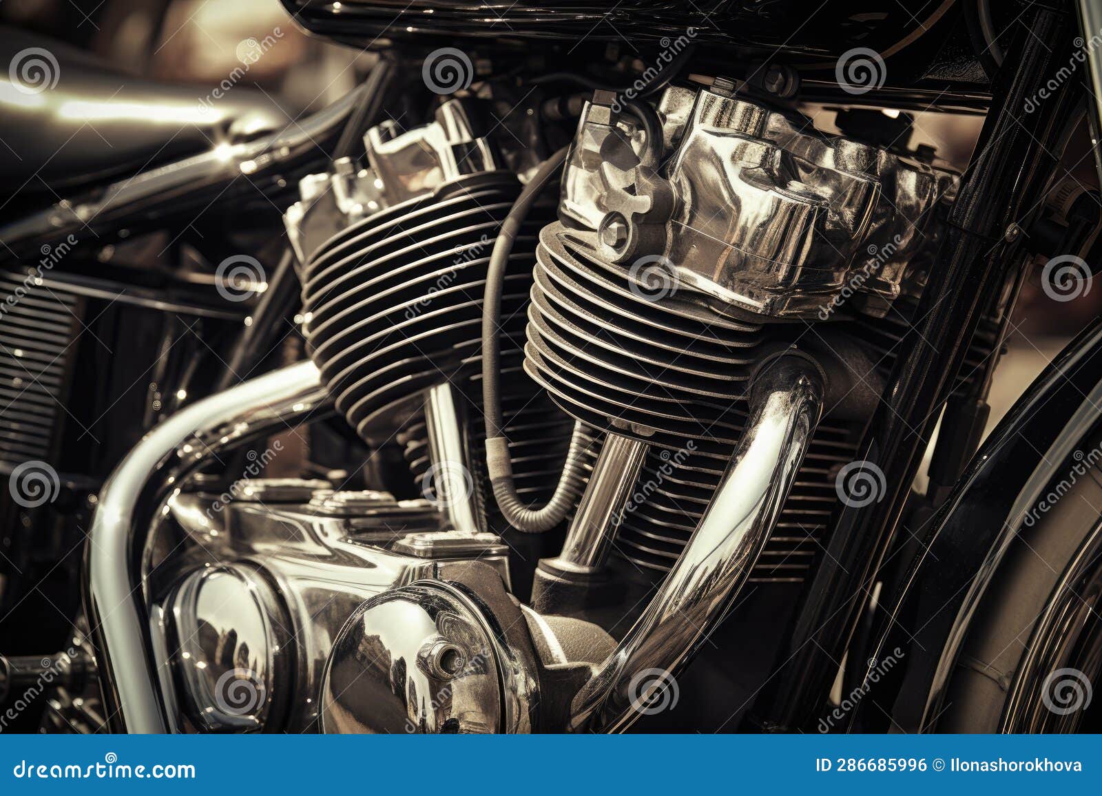 Close Up View of a Shiny Motorcycle Engine, AI Generated Stock Photo ...
