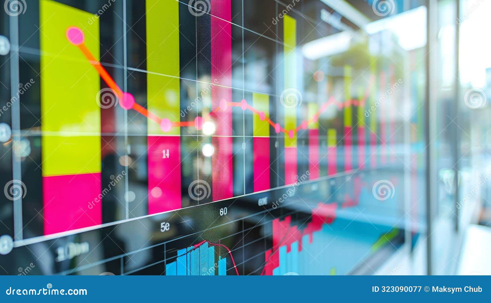 Close Up of Detailed Visual Aids and Graphs Projected on Screen during ...