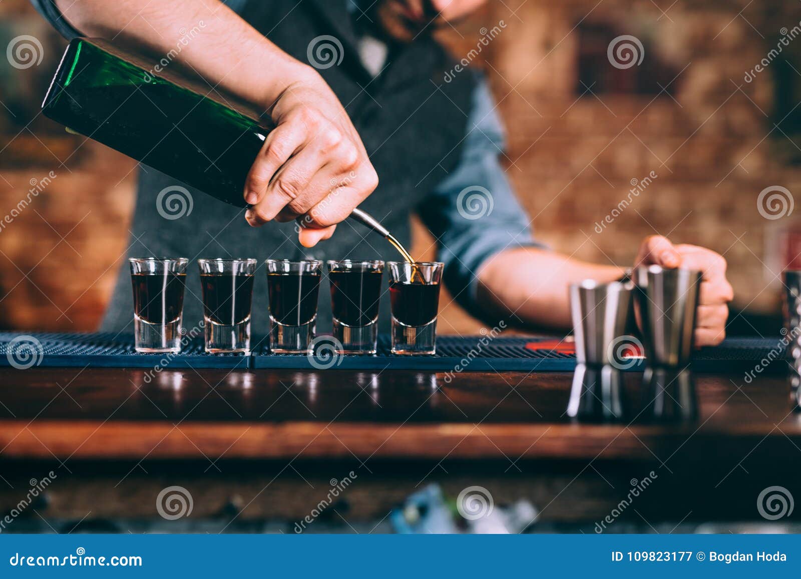Close Up Details of Bartender Serving Alcoholic Drinks at Party Stock ...