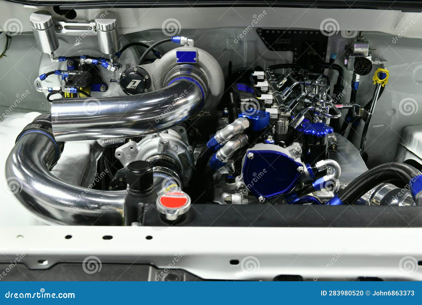 Details of Car Engine. Modification of the Turbo Engine Stock Photo ...