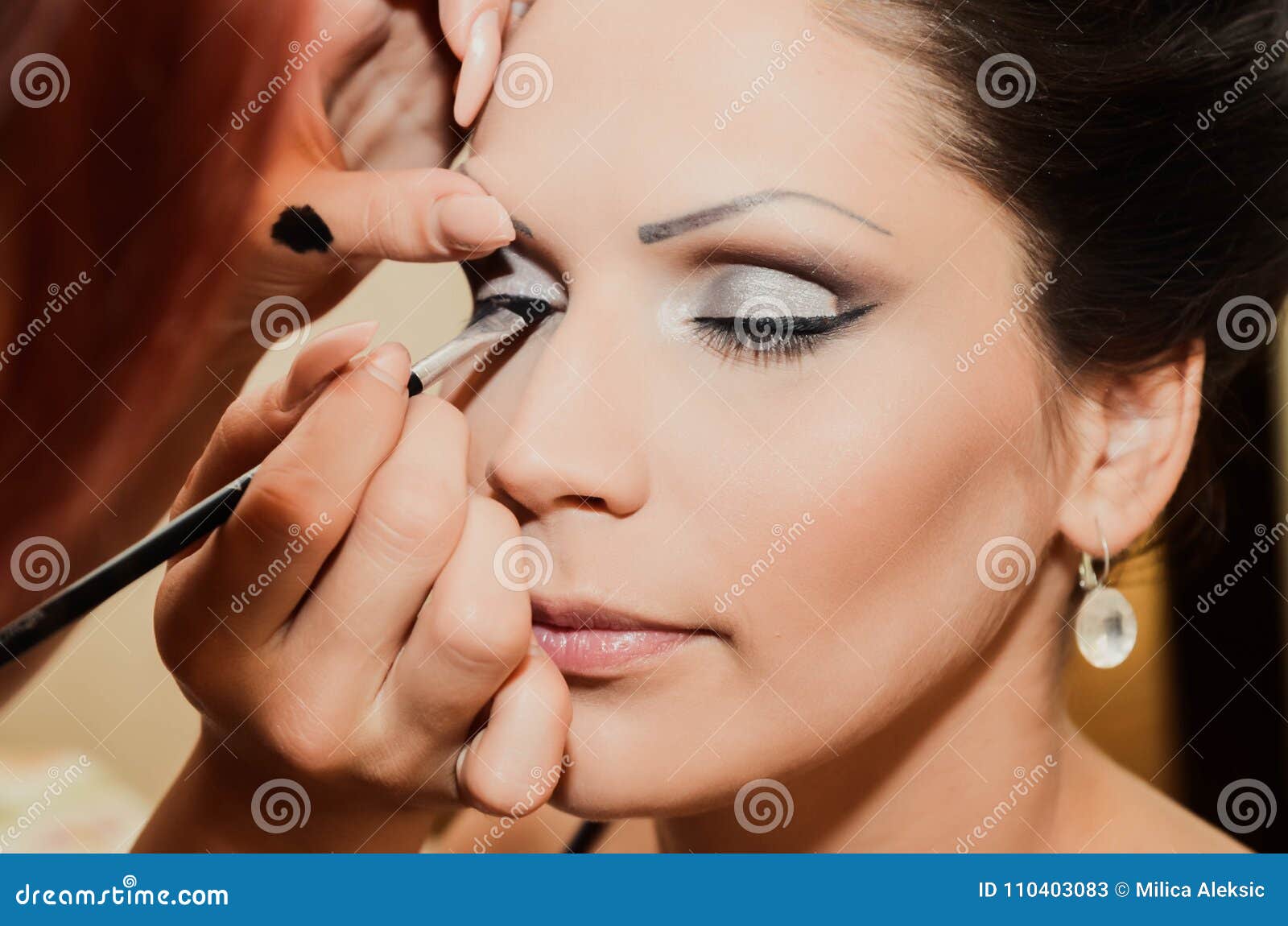 Details Makeup on Bride. Close Up Stock Image - Image of details, close ...