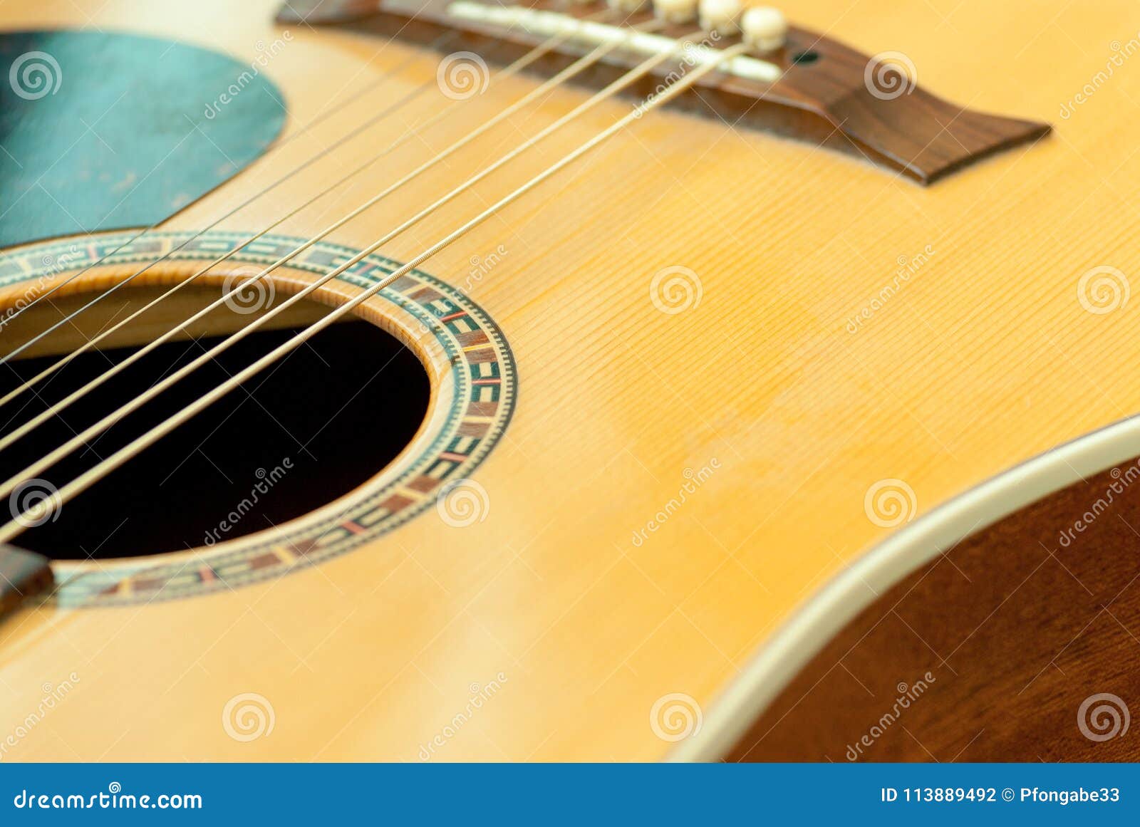 Close Up Details of Wooden Acoustic Guitars String Stock Photo - Image ...