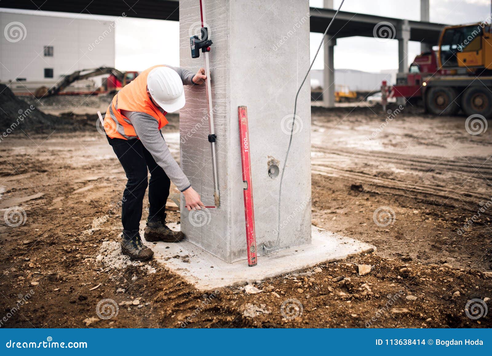 Close Up Details of Working Surveying Engineer on Surveyor Work at ...