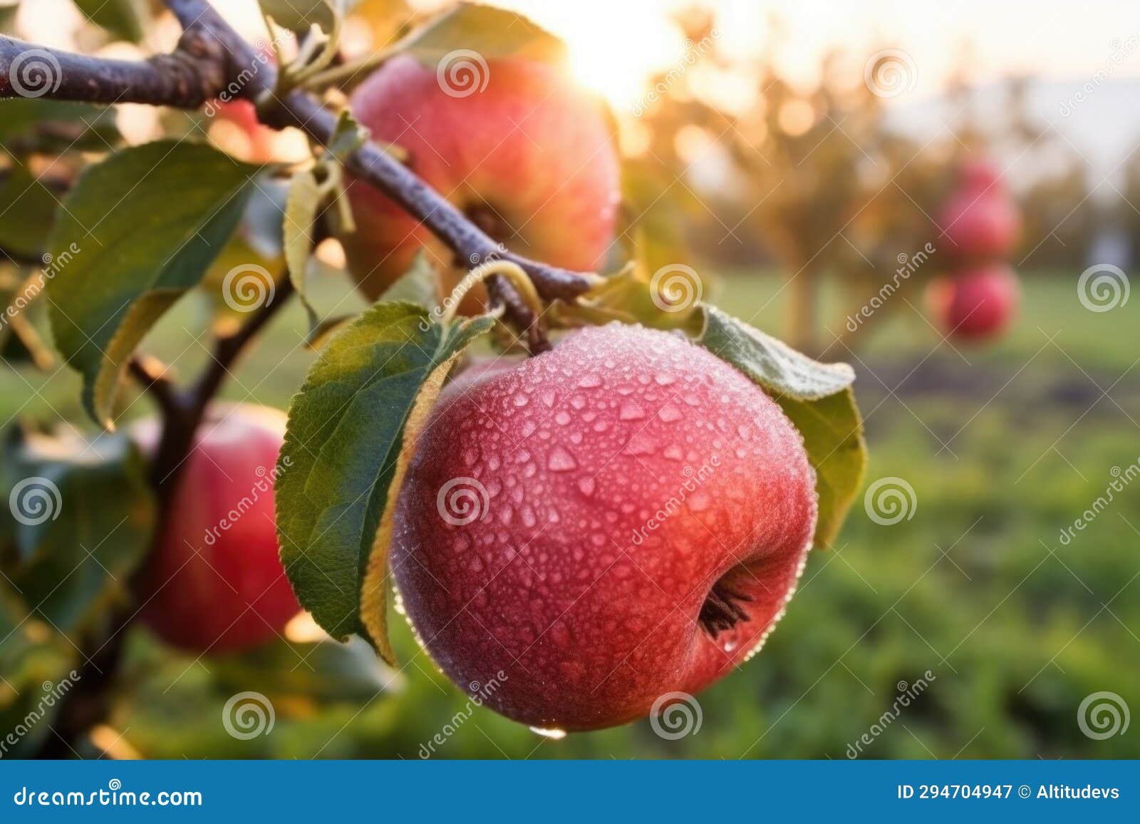 Close-up of Dew-covered Apples at Dawn Stock Image - Image of fresh ...