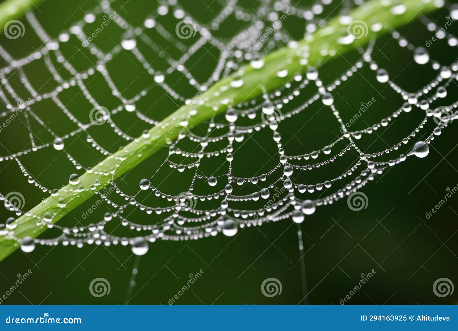 Close-up of Dew on a Spider Web Stock Illustration - Illustration of ...