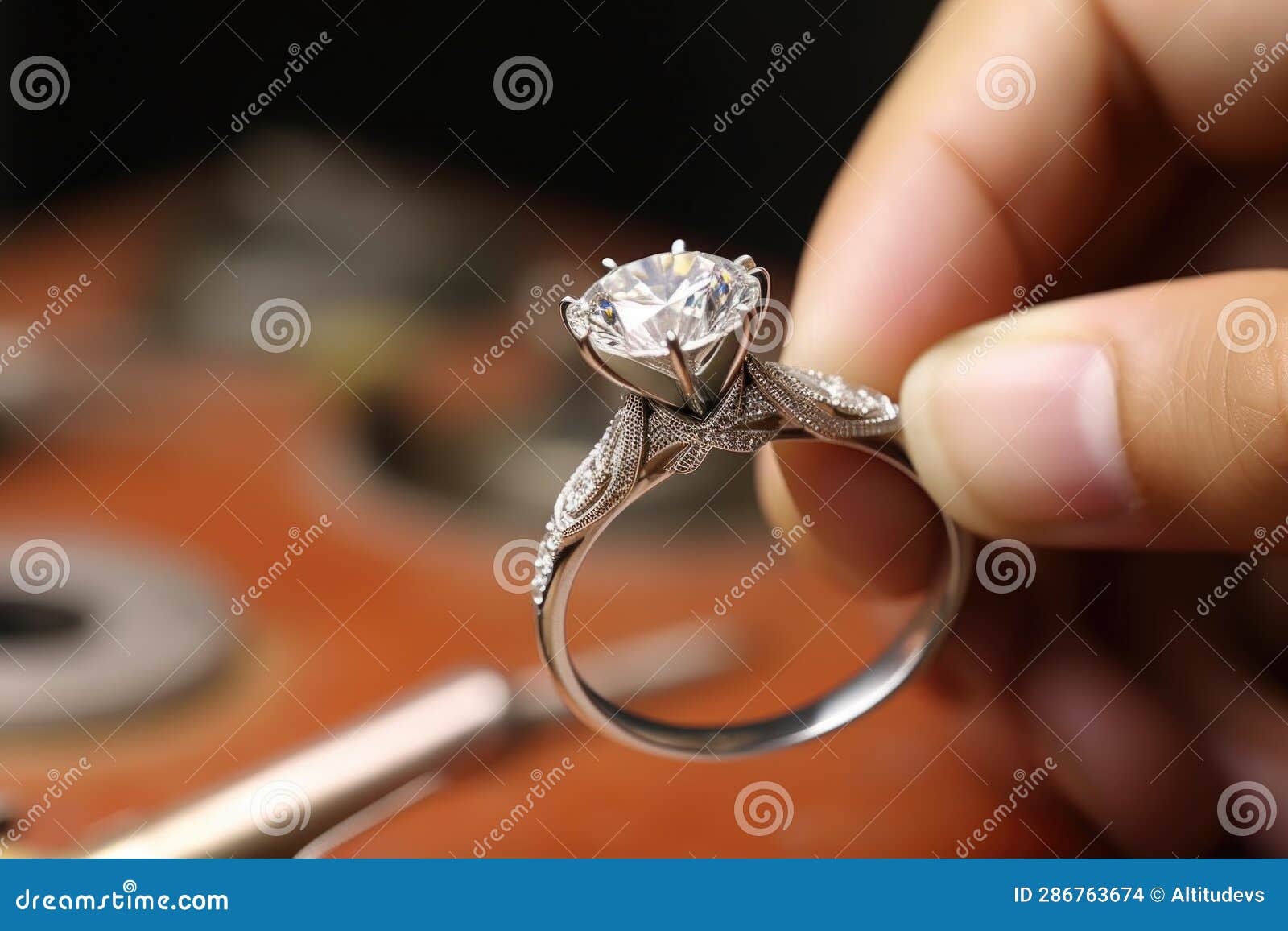 Close-up of Diamond Being Placed in Ring Setting Stock Photo - Image of ...