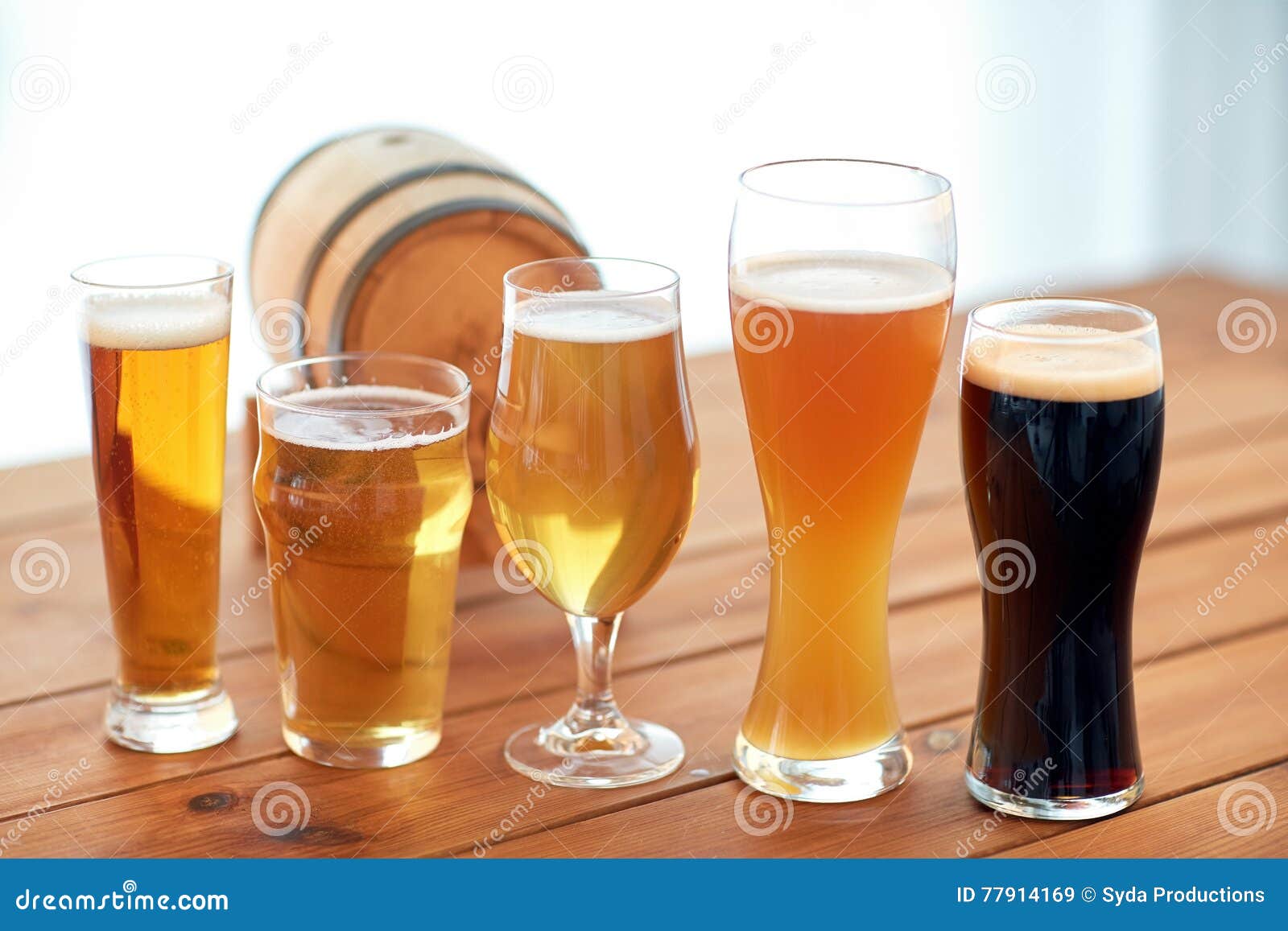 Close Up of Different Beers in Glasses on Table Stock Image - Image of ...