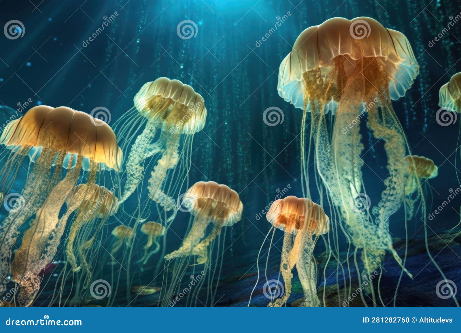 Close-up of Different Jellyfish Species during Migration Stock ...