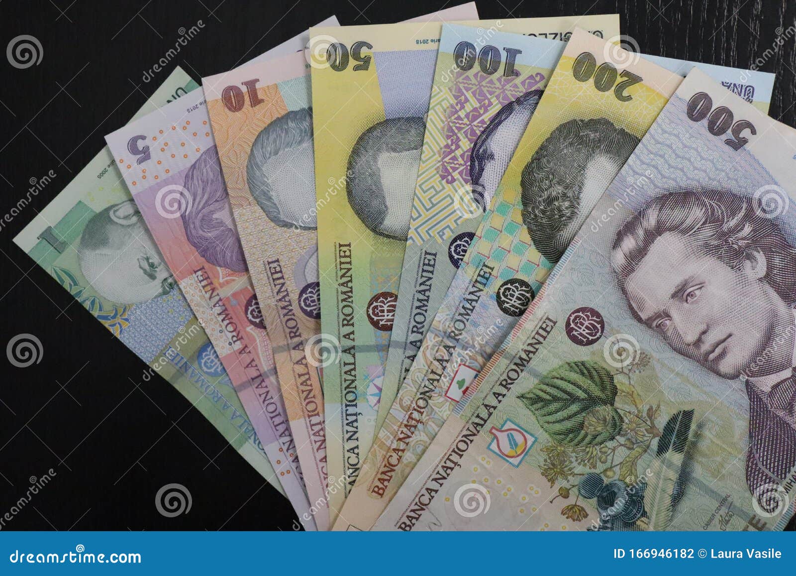 Close up of RON banknotes stock photo. Image of money - 166946182