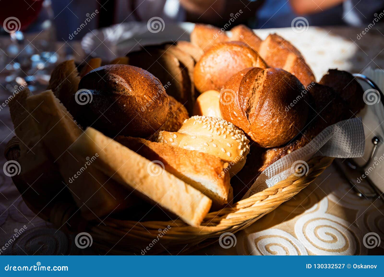 Assorted Fresh Bread in Basket Close View Stock Image - Image of grain ...