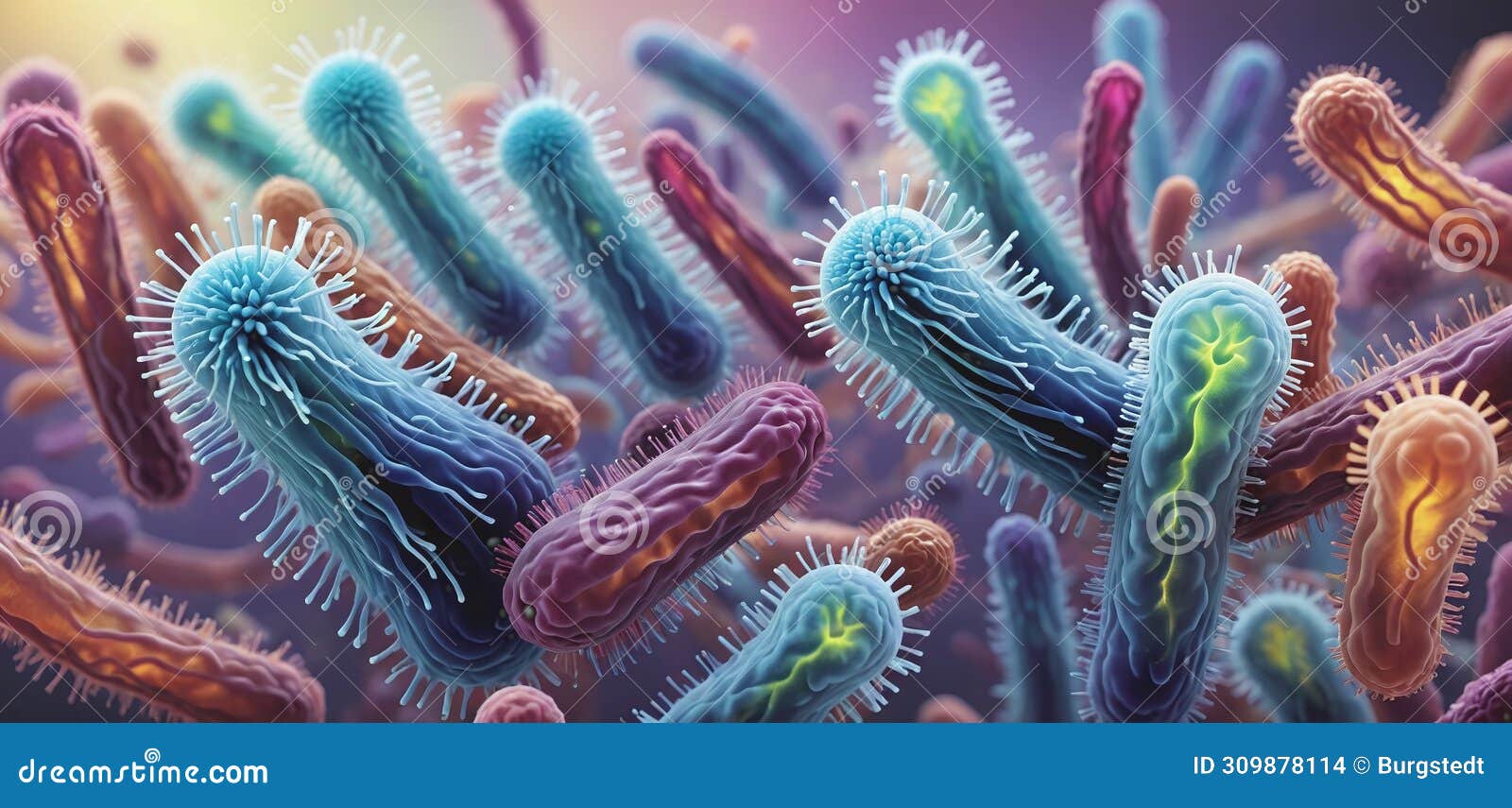 Close-up of Differently Colored Prokaryotes for Example Escherichia ...