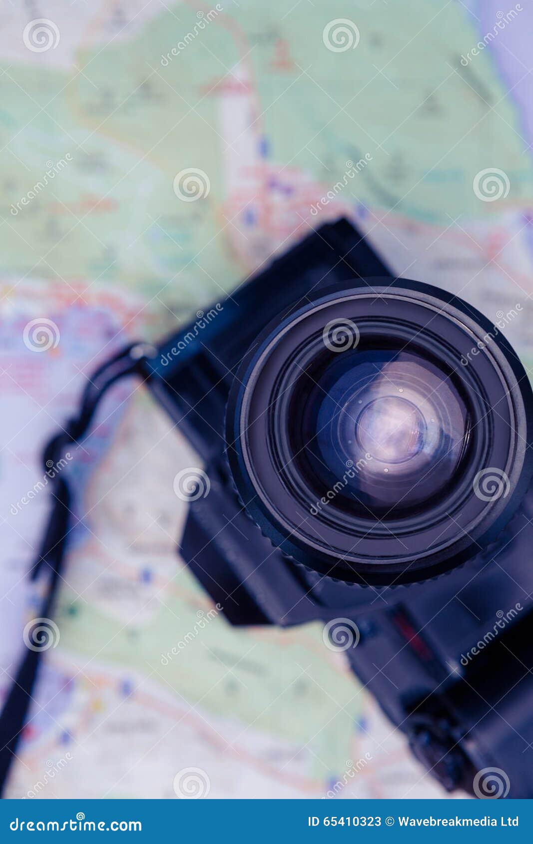 Close-up of Digital Camera and Map Stock Image - Image of device ...