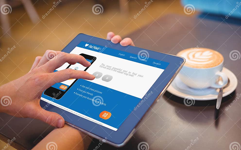 Close-up of Digital 3d Tablet and Coffee on Table Stock Image - Image ...