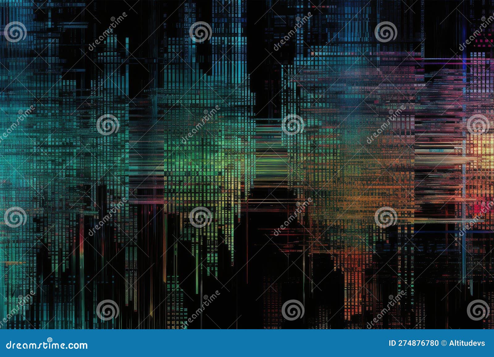 Close-up of Digital Glitch, with Individual Pixels and Lines Visible ...