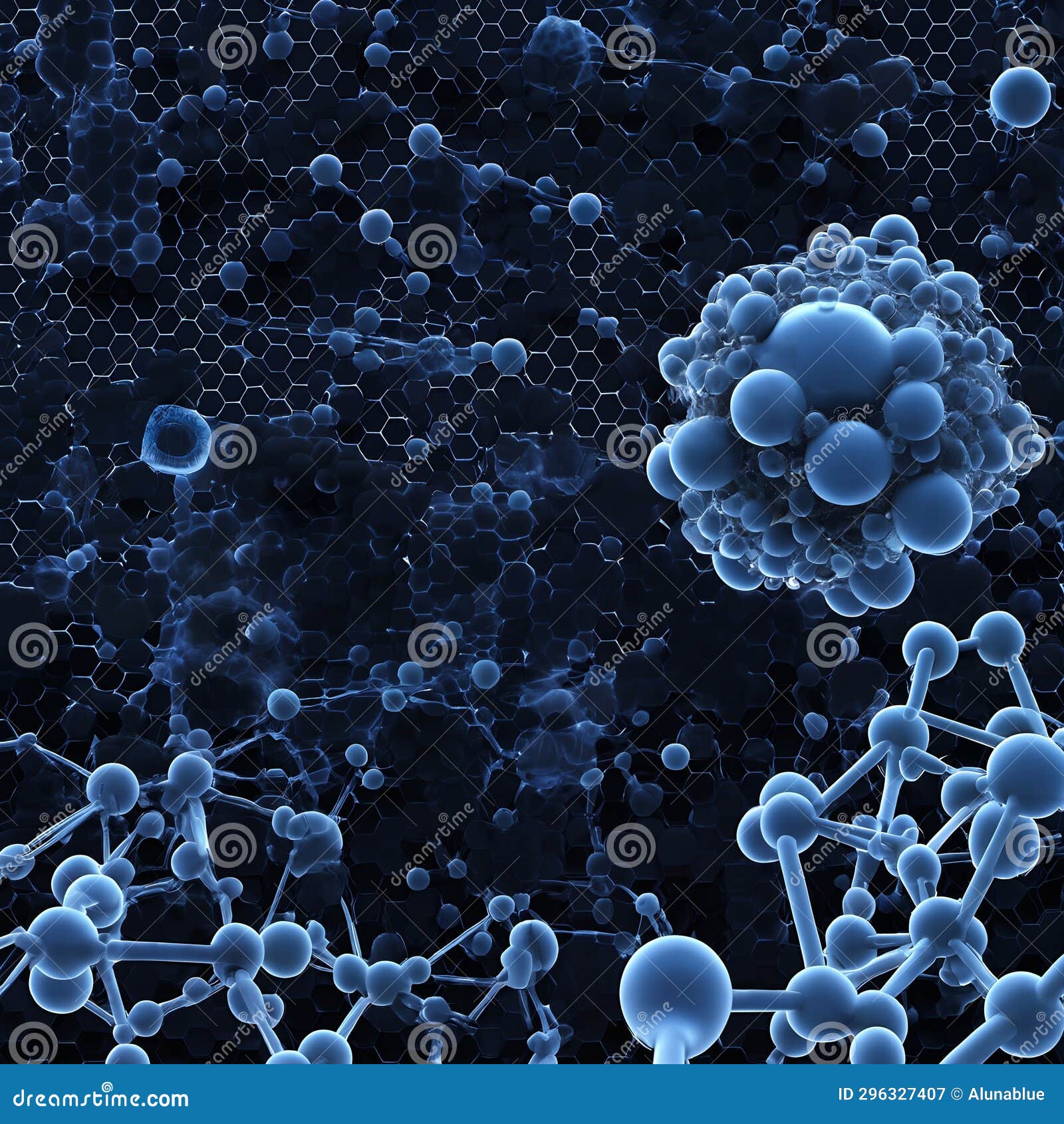 A Close Up Digital Illustration of Blue Quantum Spheres. Stock ...