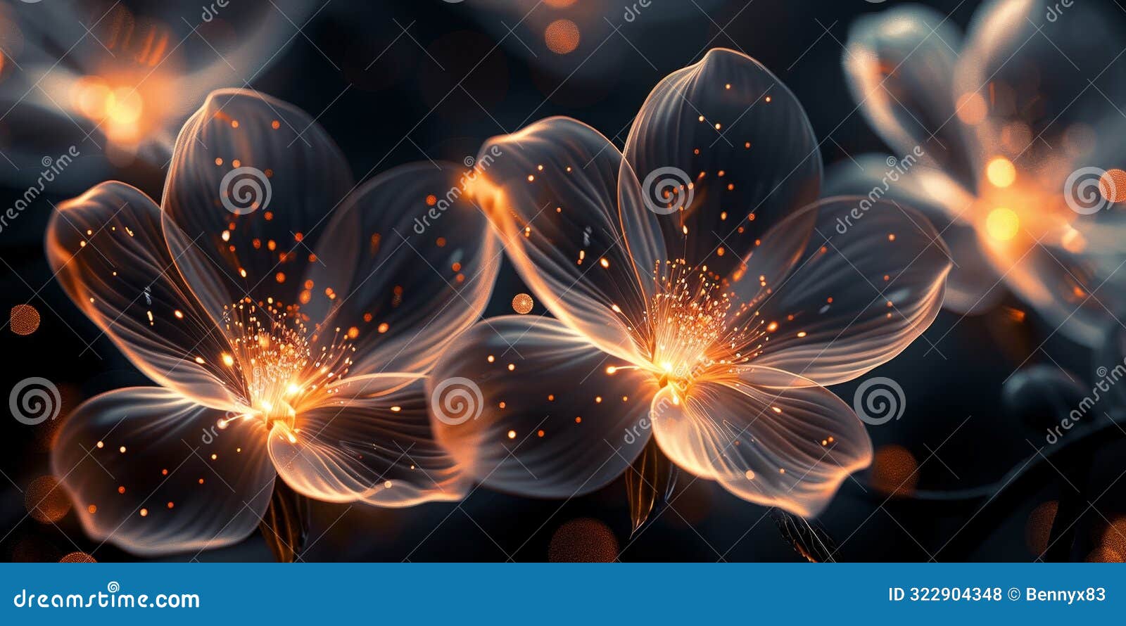 Elegant Glowing Floral Illustration with Delicate Petals Stock ...