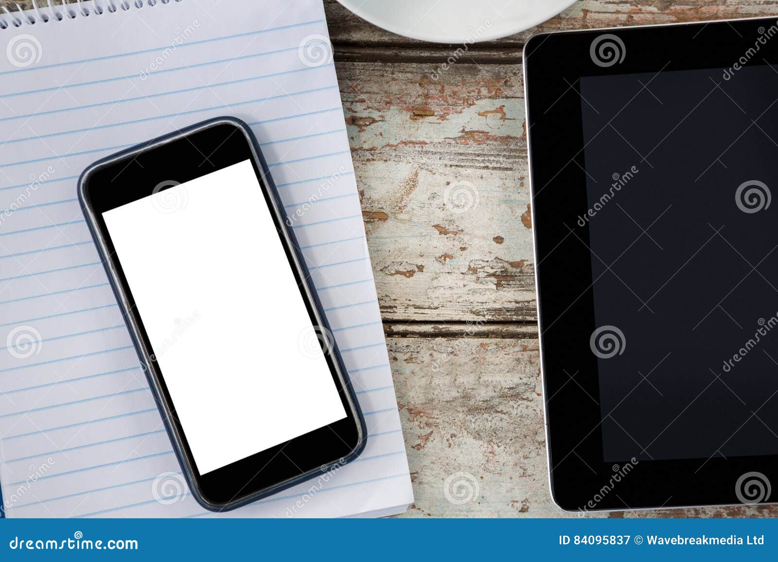 Close-up of Digital Tablet, Smartphone and Notepad Stock Image - Image ...