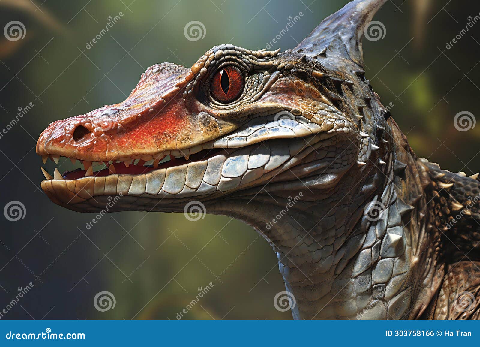 Close Up of a Dinosaur Head with Sharp Teeth and Sharp Teeth Stock ...