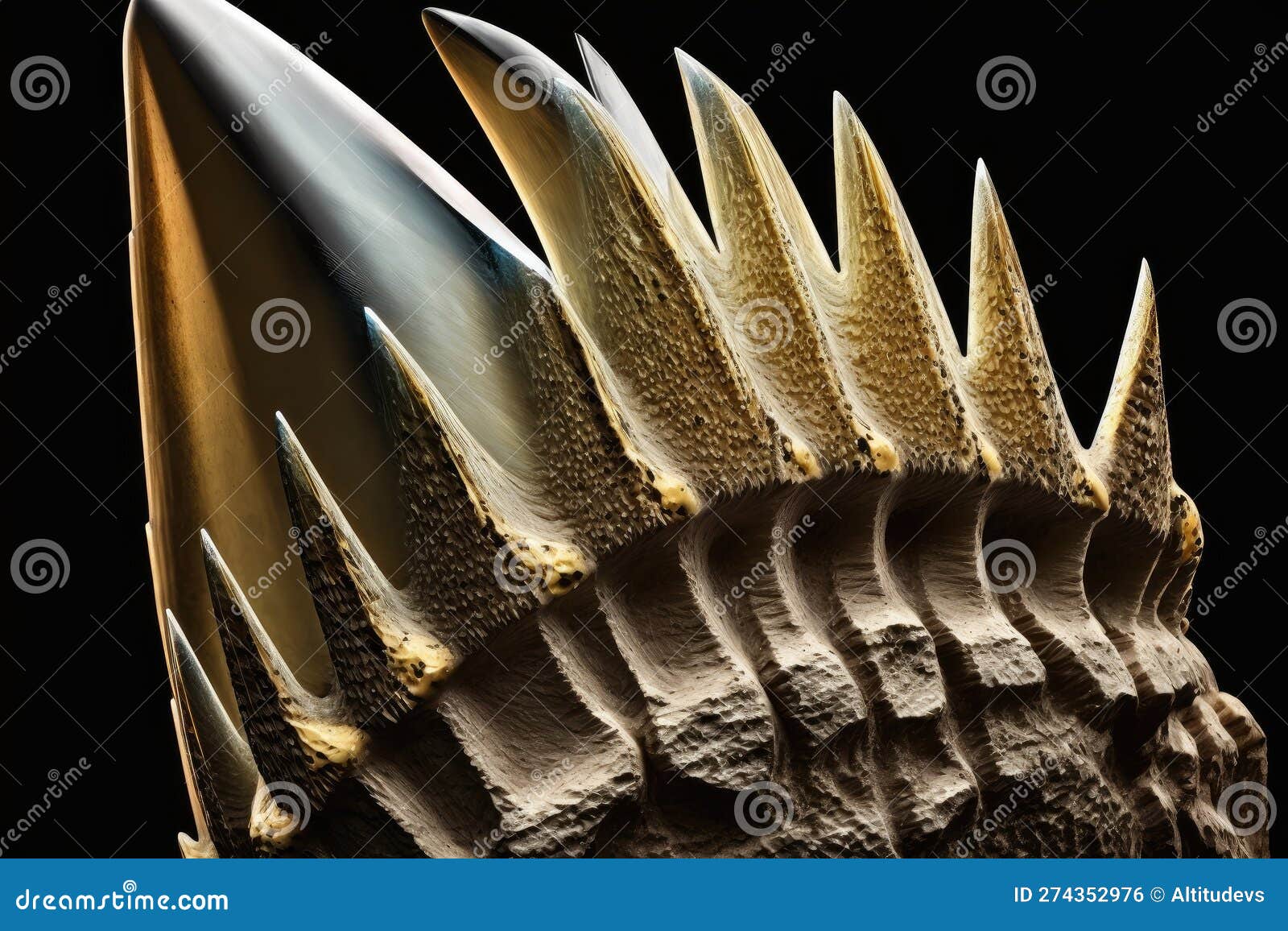 Close-up of Dinosaur Tooth, with Its Serrated Edges and Jagged Tips ...