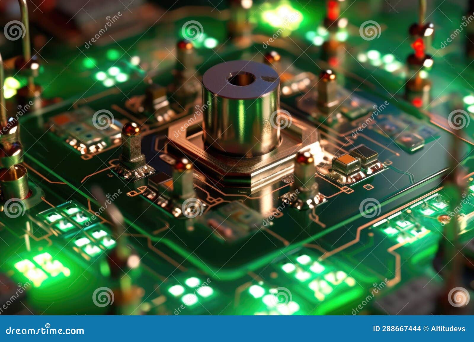 Close-up of a Diode on a Green Circuit Board Stock Illustration ...