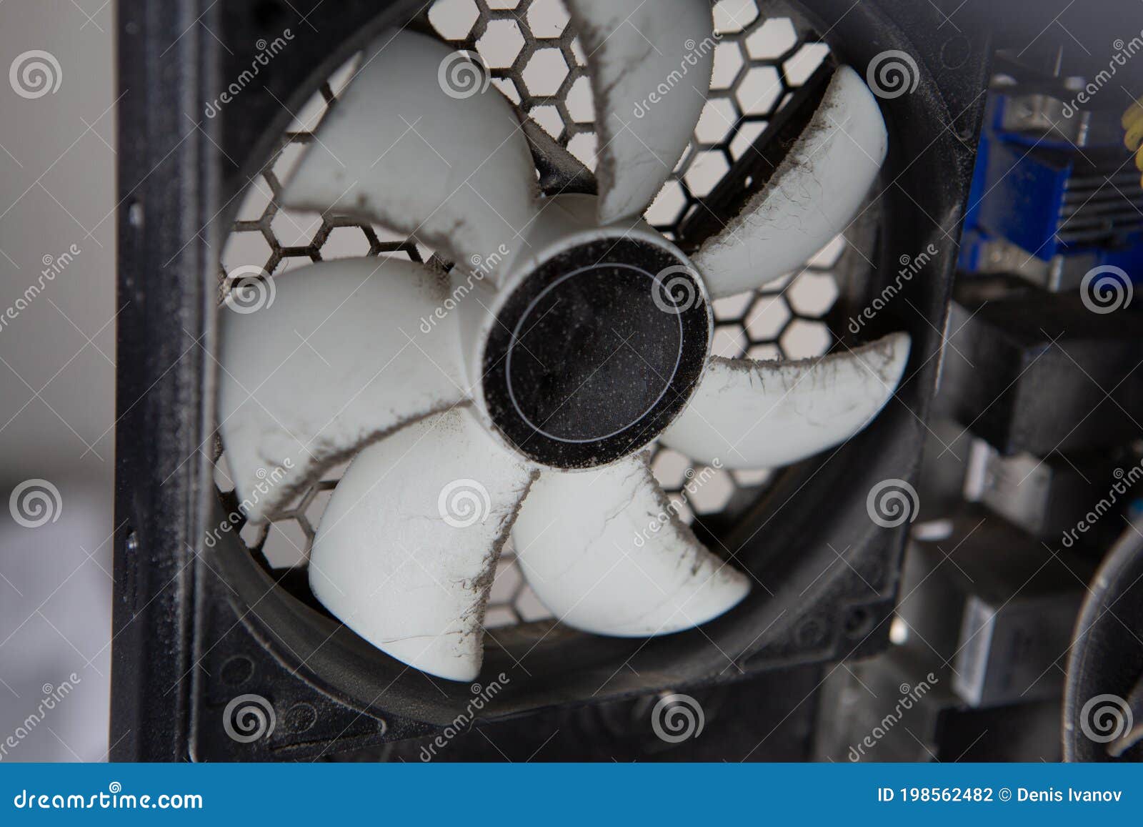 Close Up of Dirty Cooler Installed in Computer Case Stock Photo - Image ...