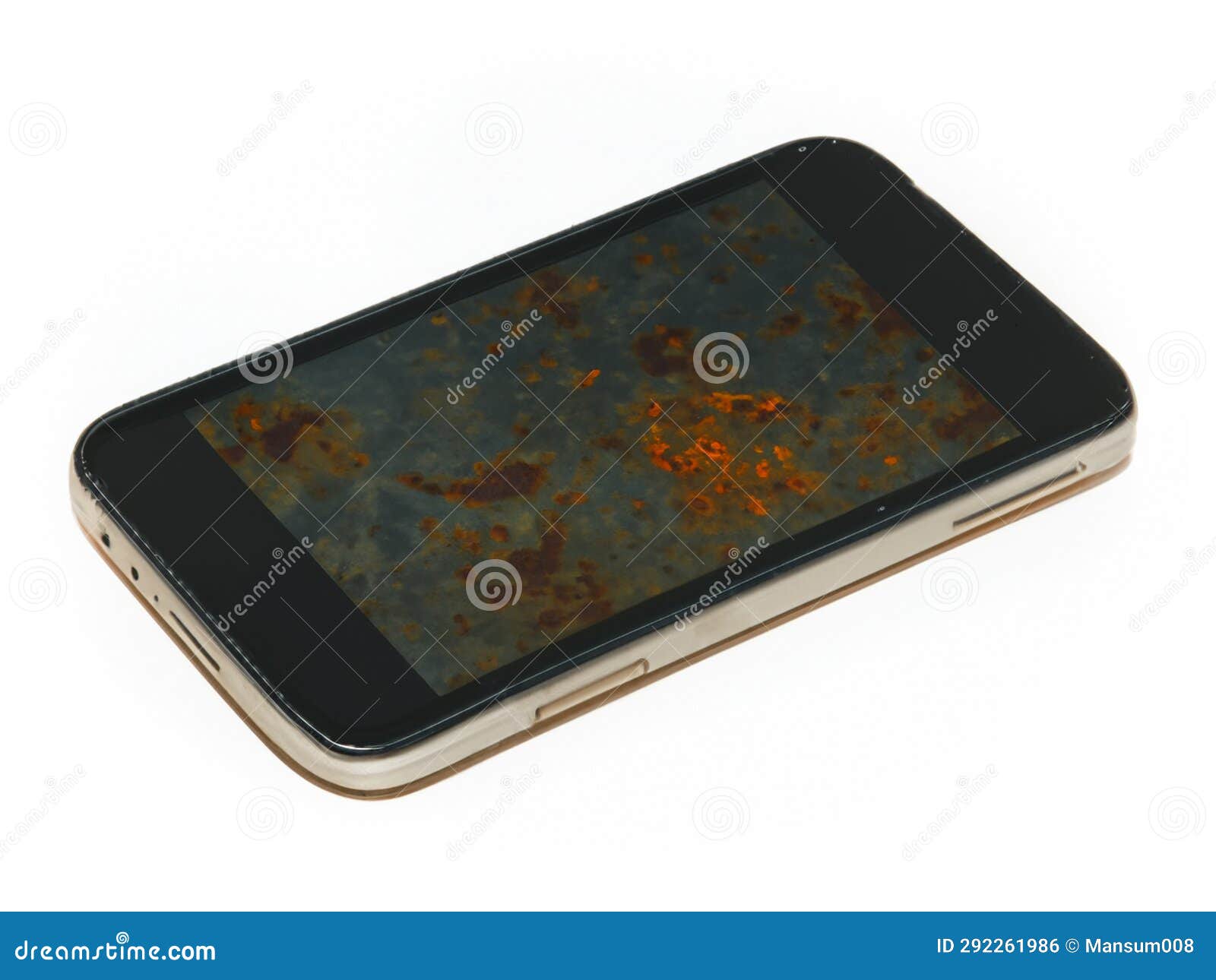 Dirty Old Mobile Phone with Screen on White Stock Photo - Image of ...