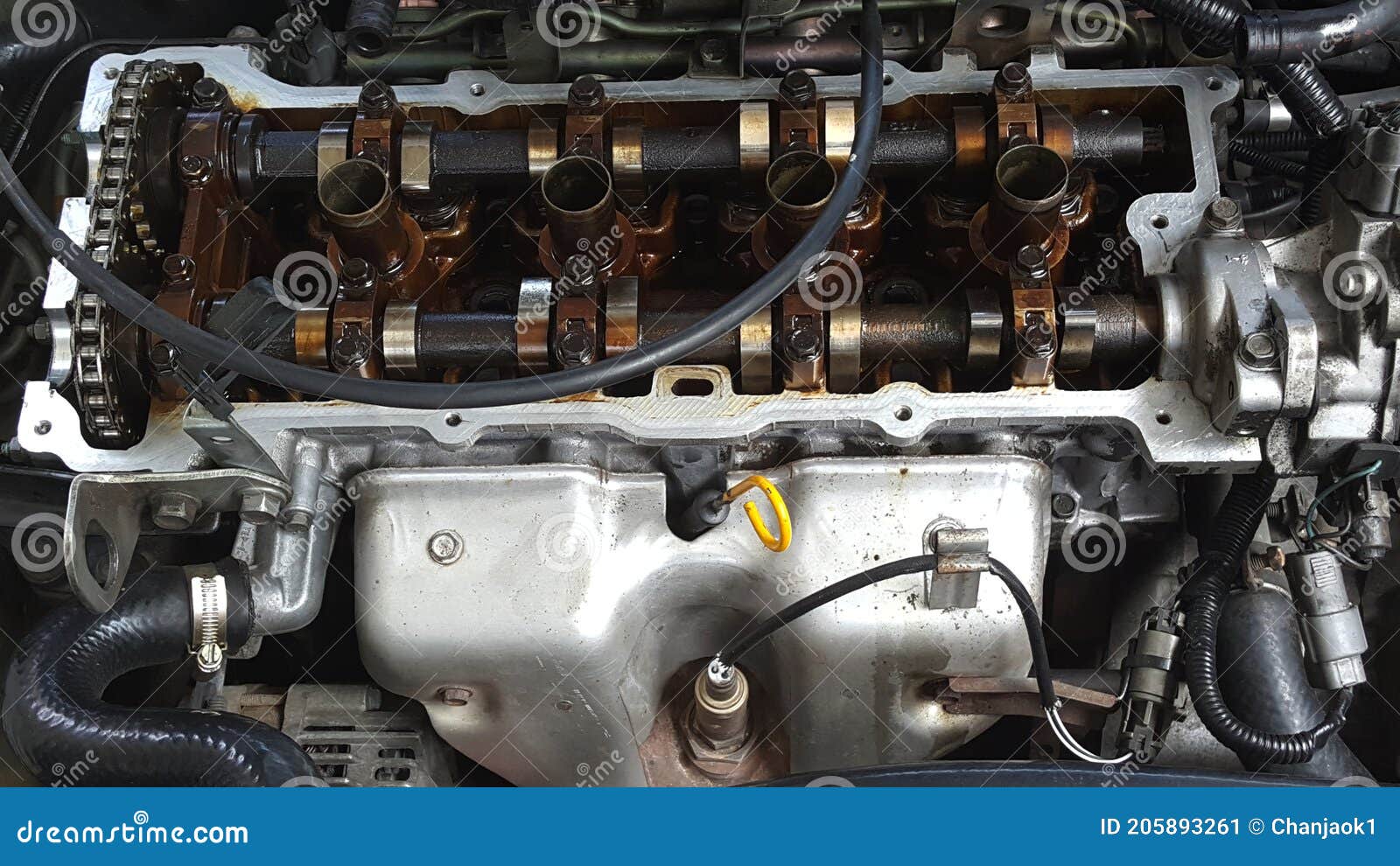 Close-up On A Disassembled Engine With A View Of The Gas Distribution ...