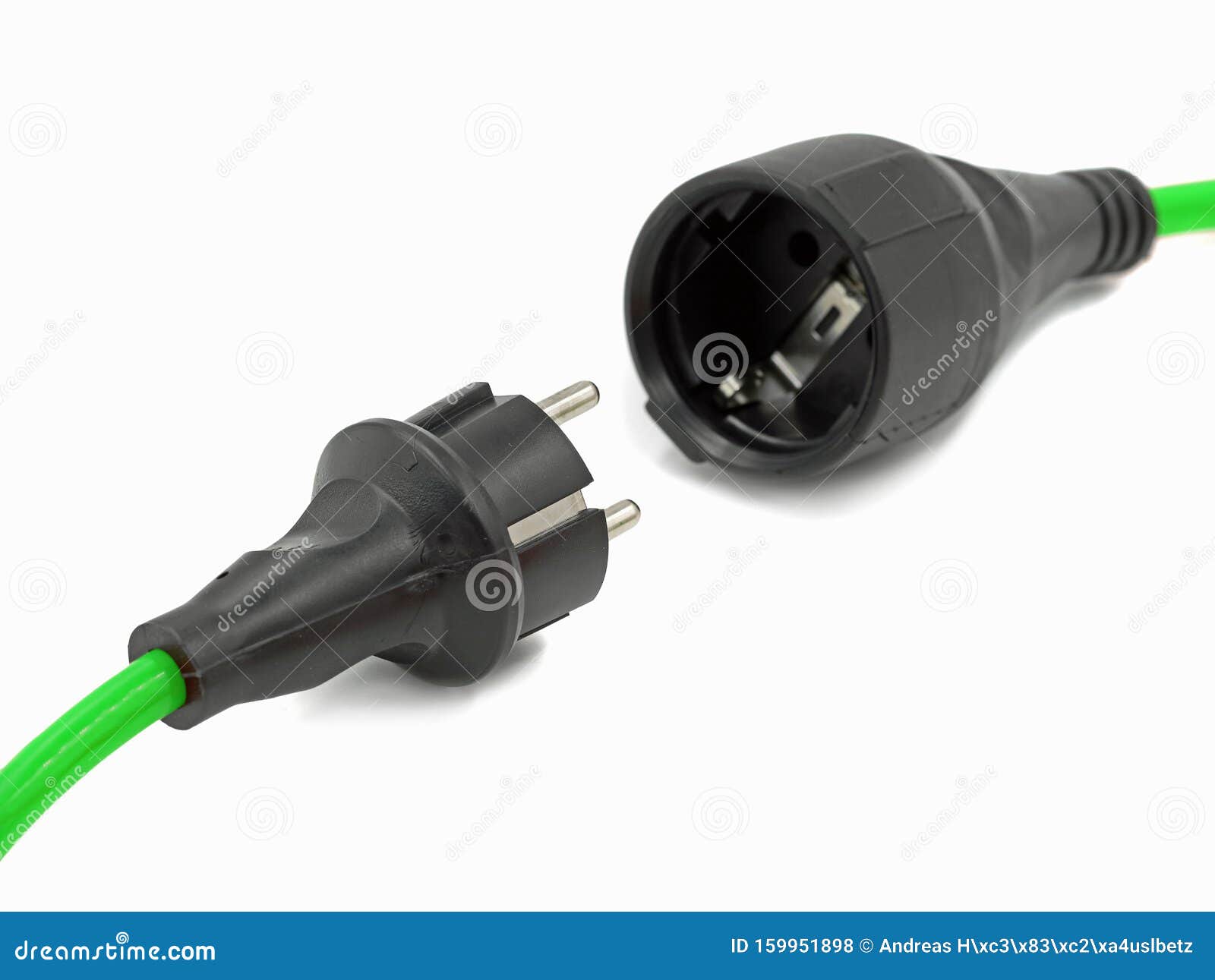 Close Up, Disconnected Green Electrical Power Extension Cable with EU ...