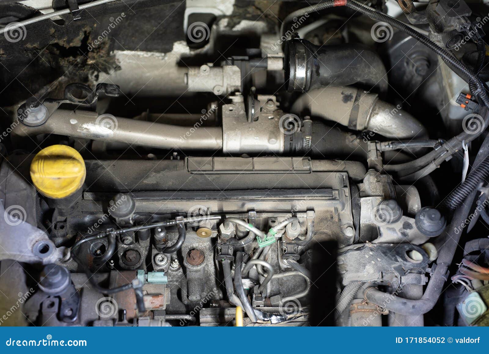 Dismantled Car Engine in a Car Workshop Stock Photo - Image of auto ...