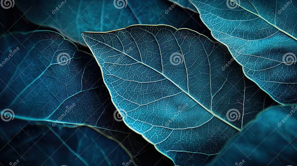 Leaf Gradient Wallpaper with Rich Blue Tones in Close-up View Stock ...