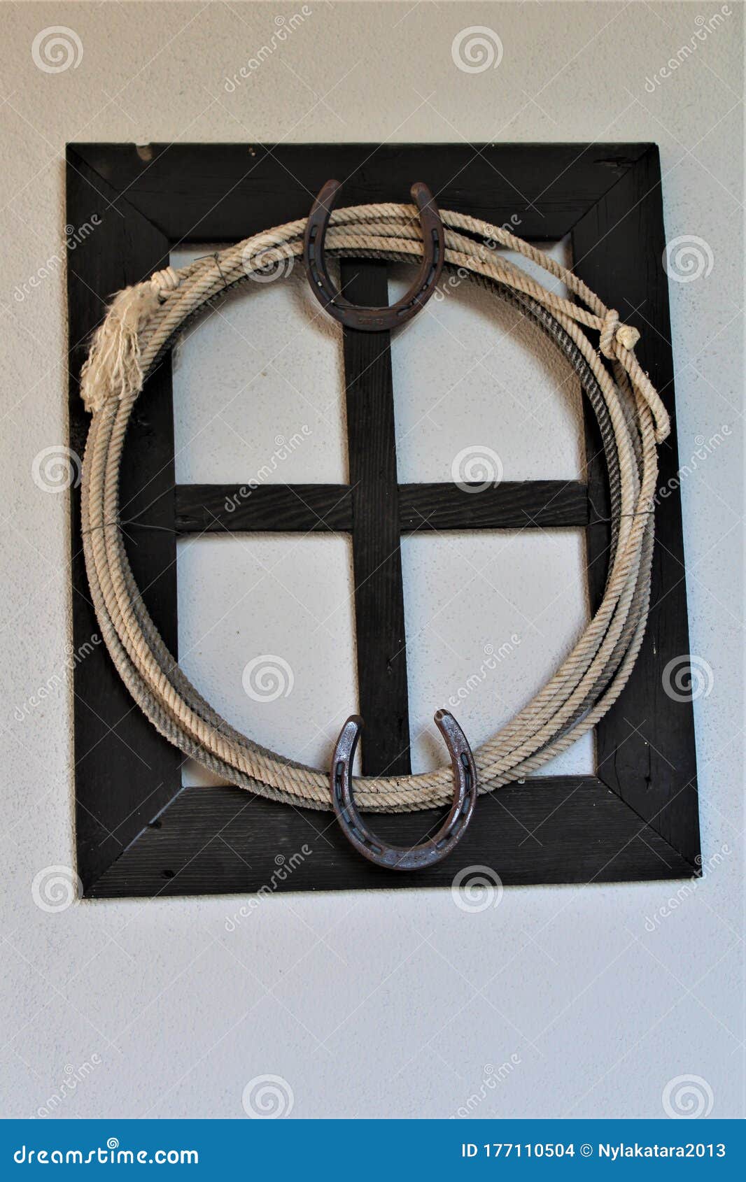 Western Decor Rope with Horseshoe Stock Photo - Image of close, western ...