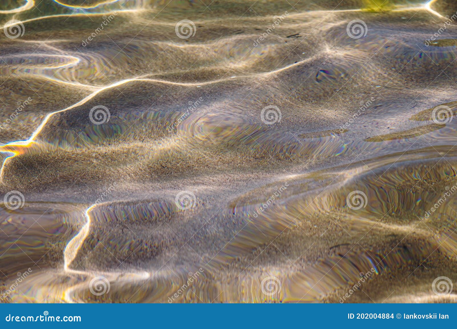 Close-up Distorted Texture of Sand Under Water. Transparent Water ...