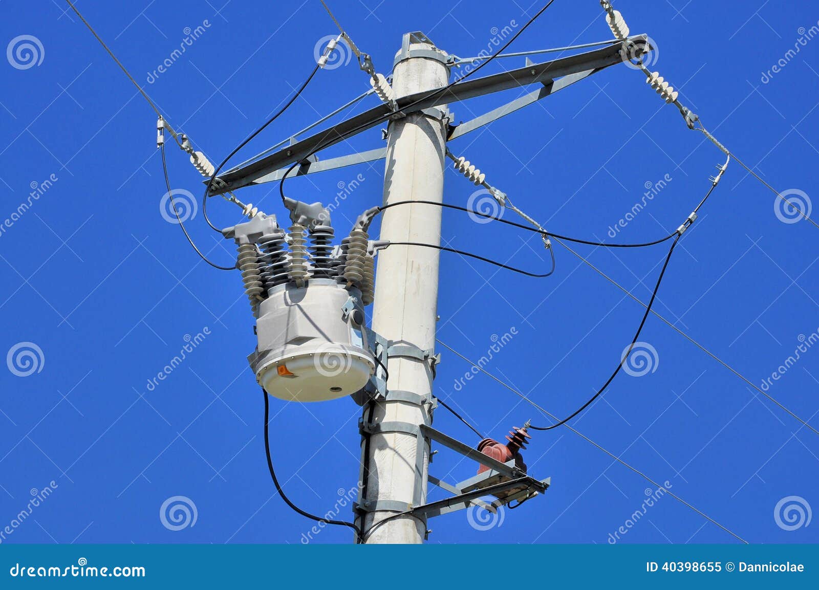 Close-up Distribution Transformer on Concrete Power Pole Stock Image ...