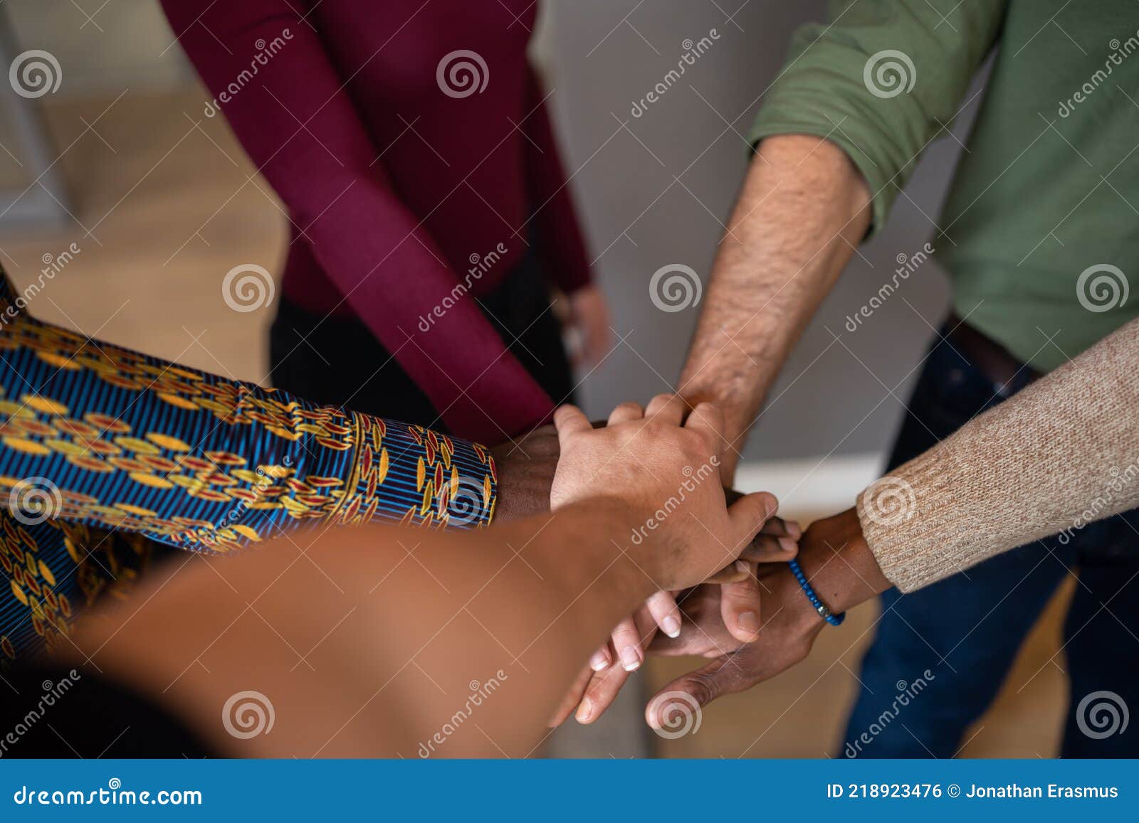 Close Up Diverse Business Group Team Hands Pov Stack Stock Photo ...