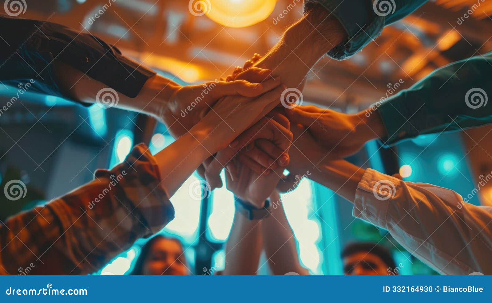 Close Up of Diverse People Hands Putting Hands Together. Collaboration ...