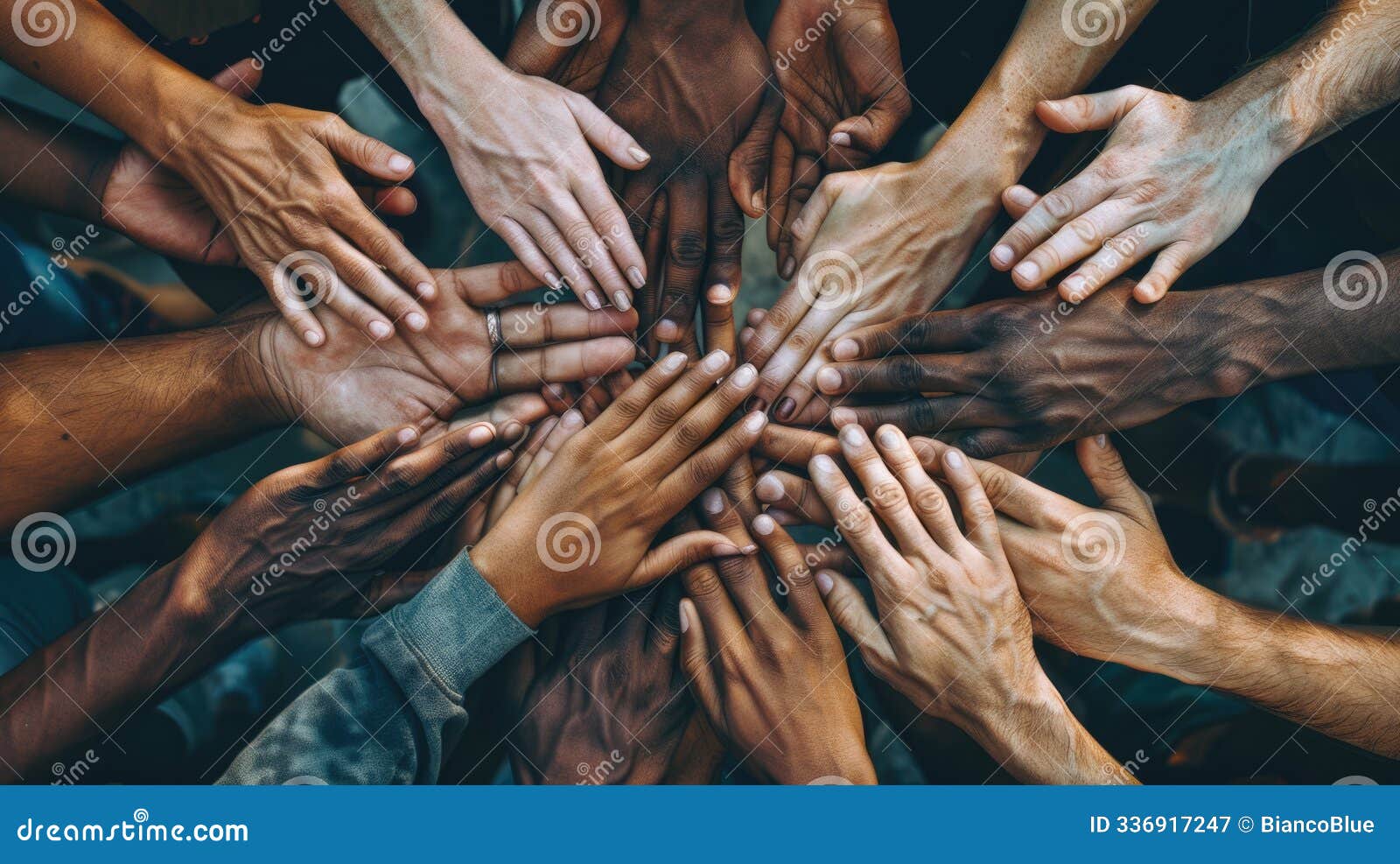 Close Up of Diverse People Hands Putting Hands Together. Collaboration ...