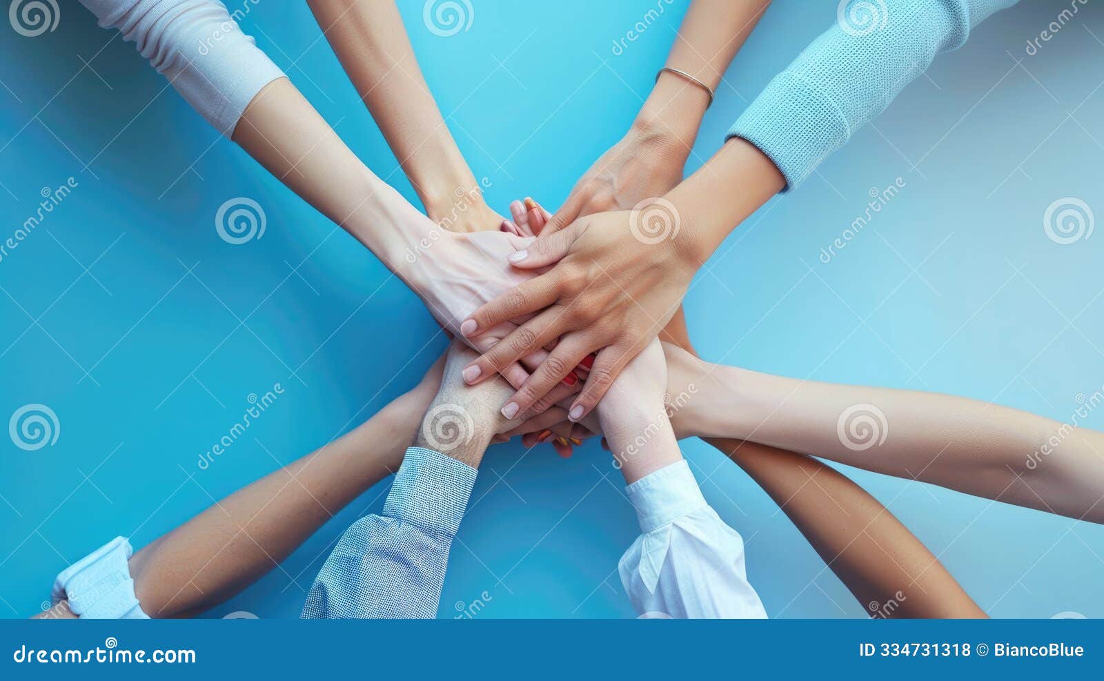 Close Up of Diverse People Hands Putting Hands Together. Collaboration ...