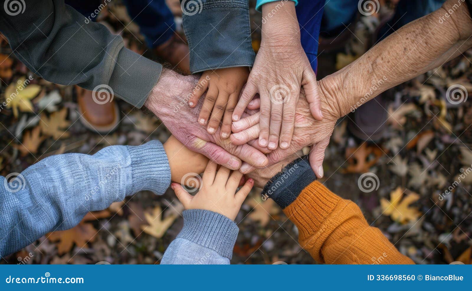 Close Up of Diverse People Hands Putting Hands Together. Collaboration ...