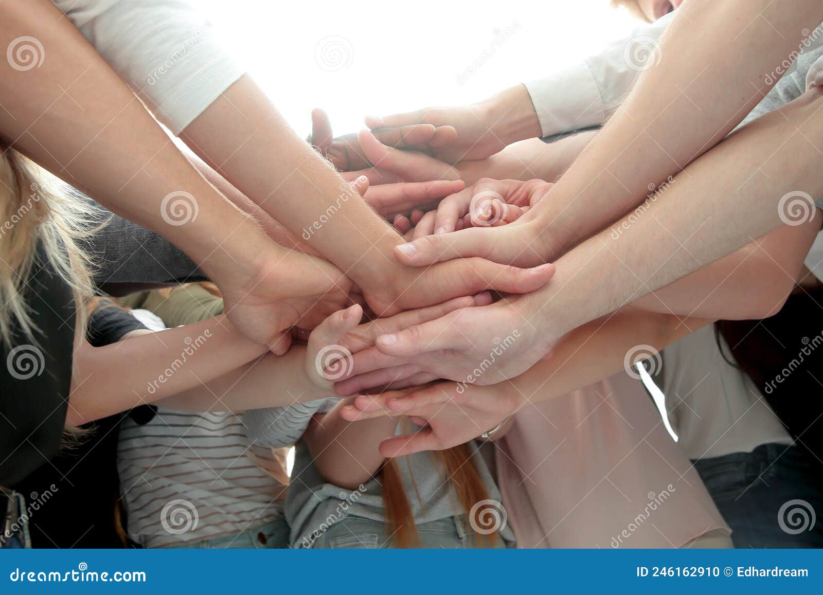 Close Up. Diverse Young People Showing Their Unity Stock Photo - Image ...