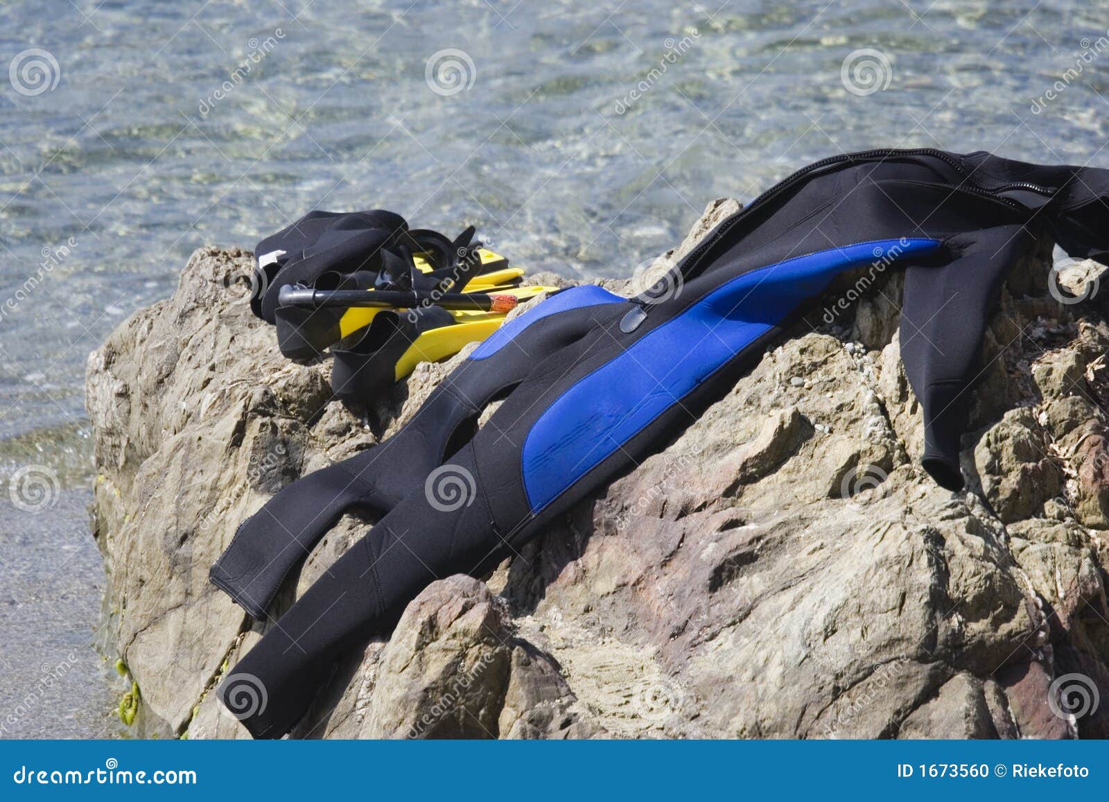 Close-up of Diving Gear on a Rock Stock Photo - Image of cliff, riviera ...
