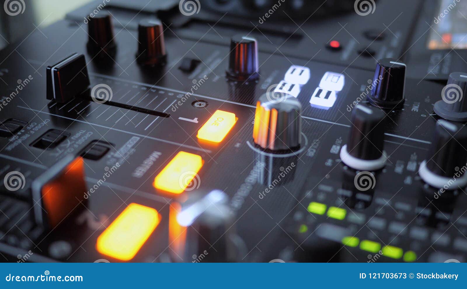 Close Up of DJ Instrument Knobs and Slider Stock Image - Image of cable ...
