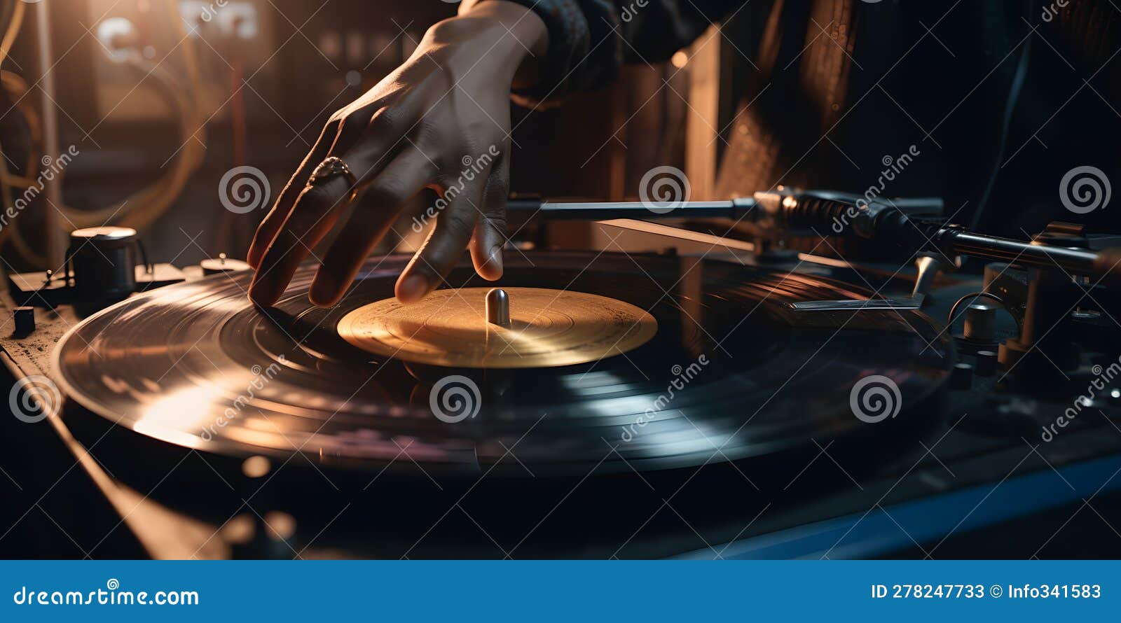 A Close-up of a DJ Spinning Records at a Club Party Hyper One ...
